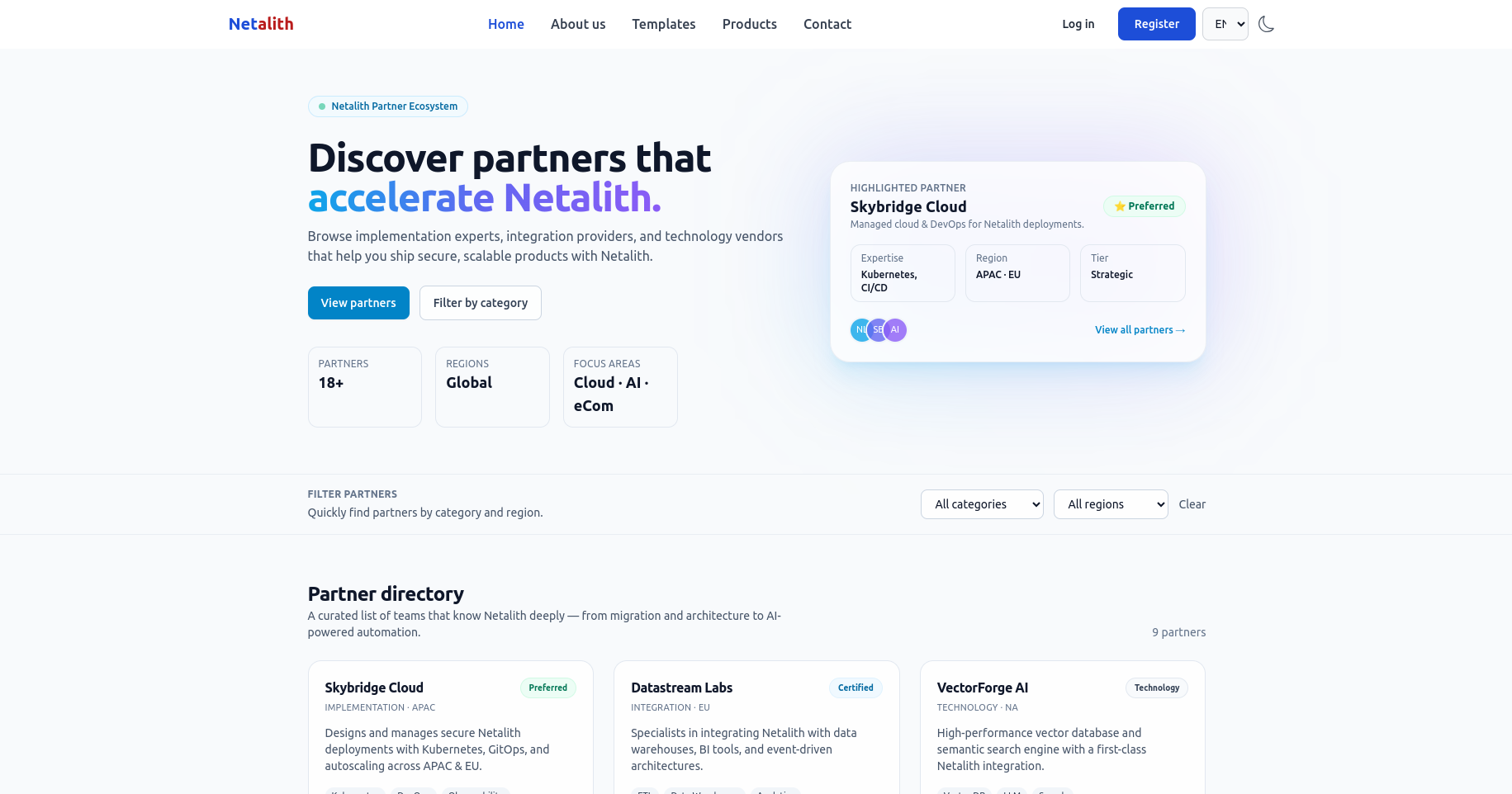 Partner Landing Page – TailwindCSS Template | Netalith Templates
